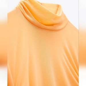 Zara | Tops | Zara Ruched Tulle Top Semisheer Orange Color Bloggers ...